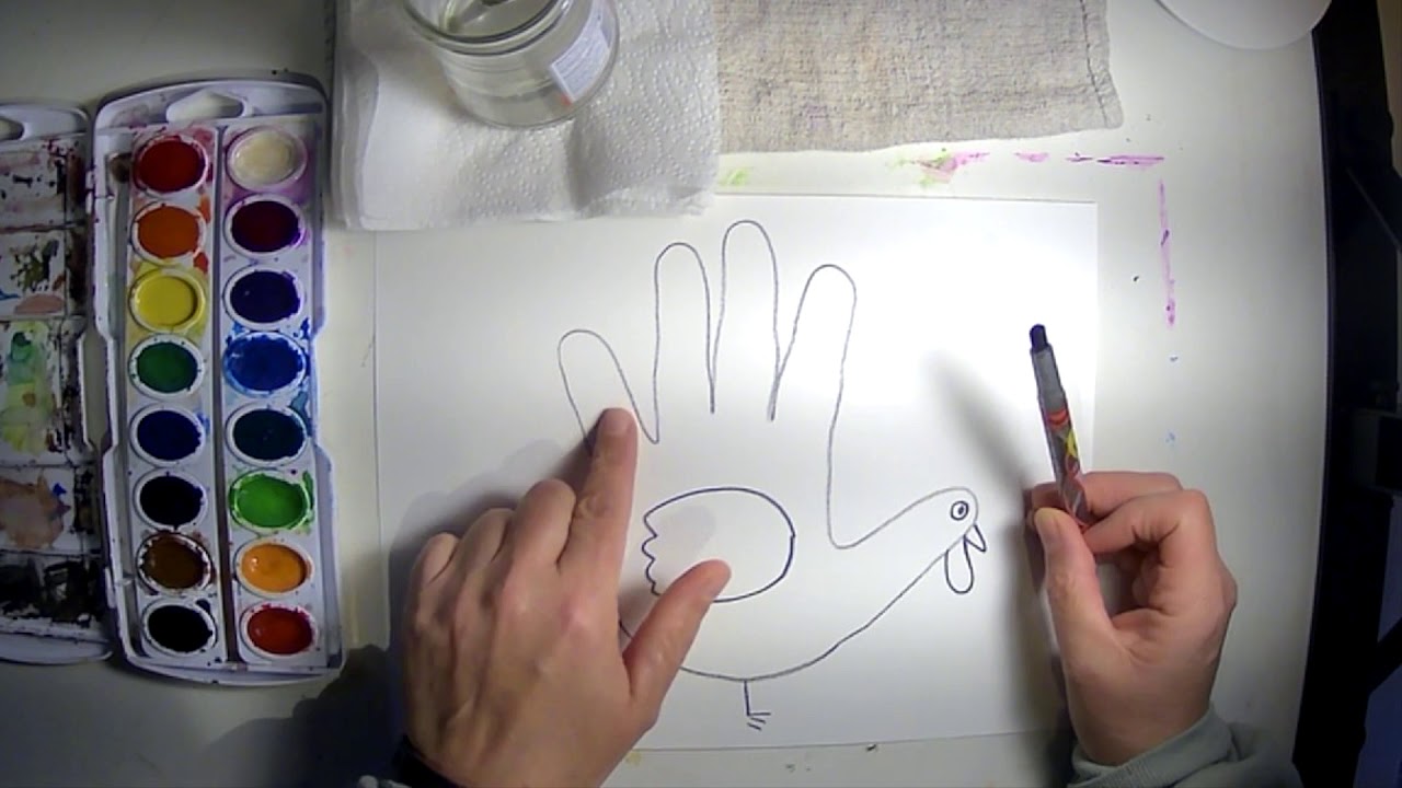 Watercolor Painting - Hand Traced Turkey - YouTube