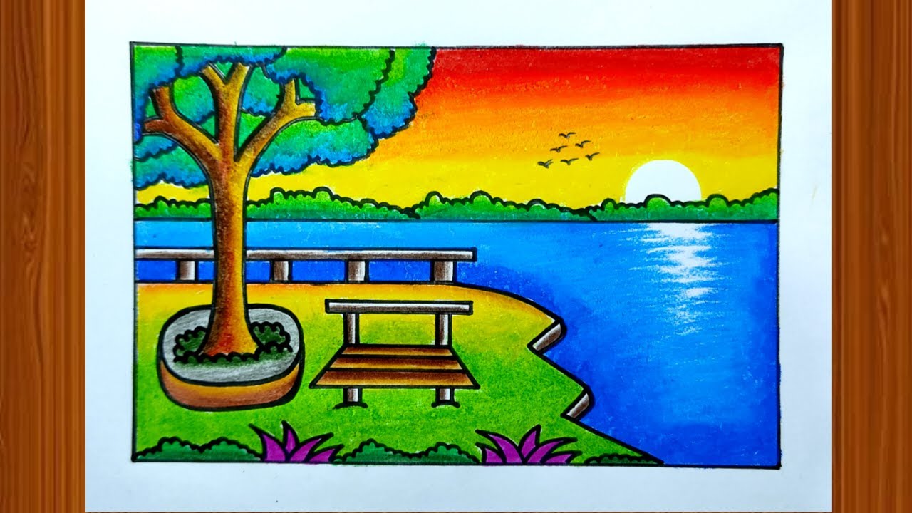 Beautiful Landscape Scenery Drawing // How to draw Nature Scenery - YouTube