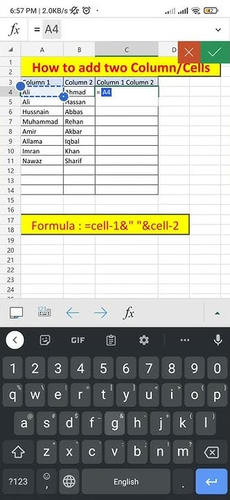 How to Add Cell or Columns | Join 2 Cells in Excel | #excel | #shorts ...
