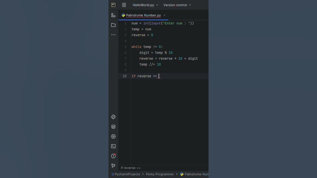 Palindrome Number Shorts Python Palindrome Palindromenumber Programming Code