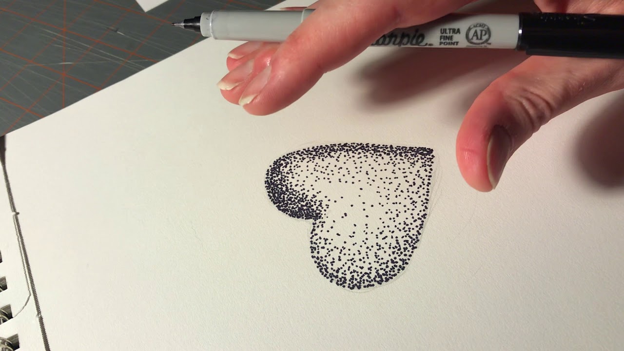 How To Draw With All Dots - stippling a heart - YouTube