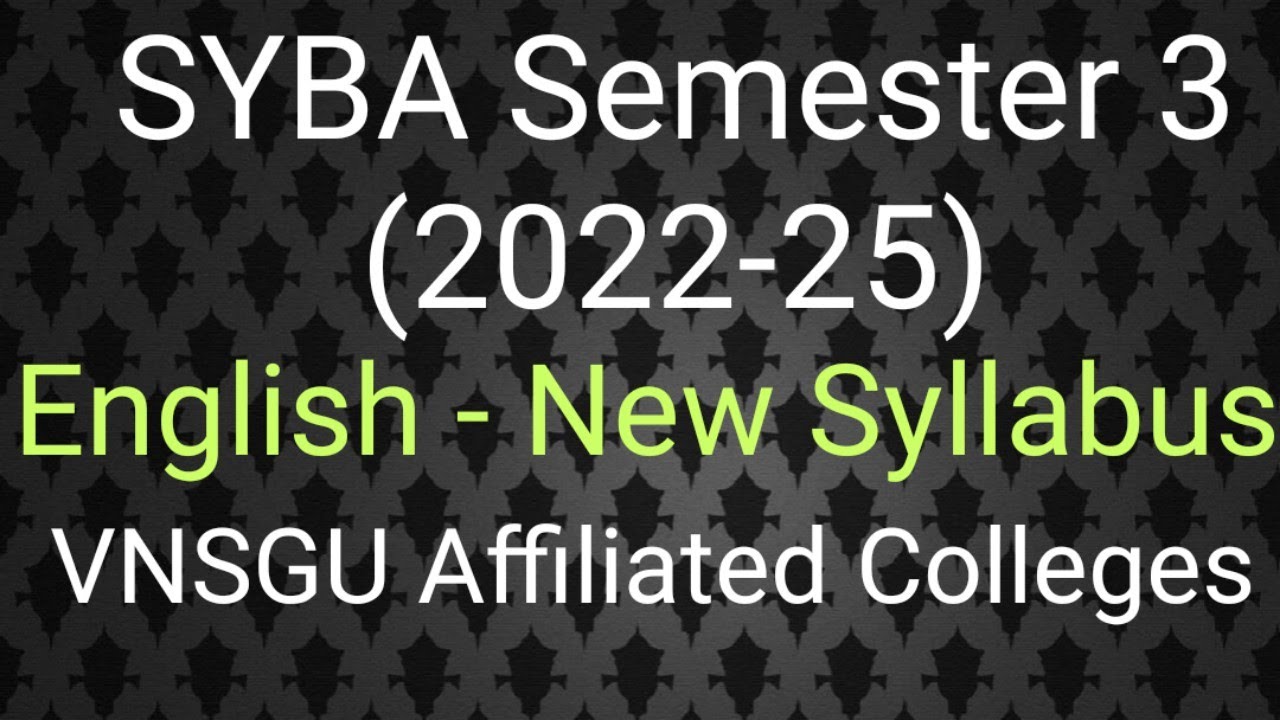 SYBA Sem 3 New Syllabus - YouTube