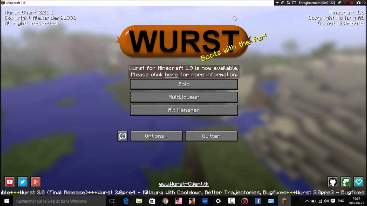 COMMENT AVOIR UN (MODMENU) MINECRAFT WURST - YouTube