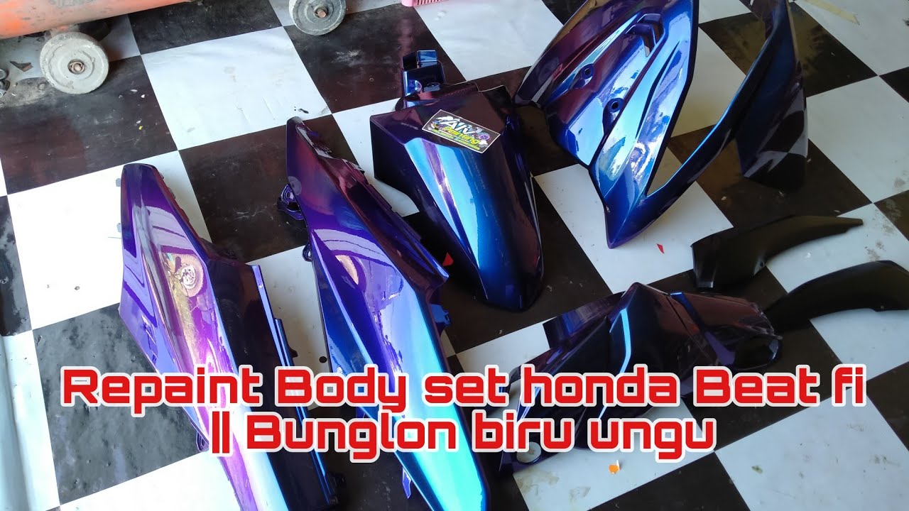 Repaint honda beat fi || bunglon biru ungu - YouTube
