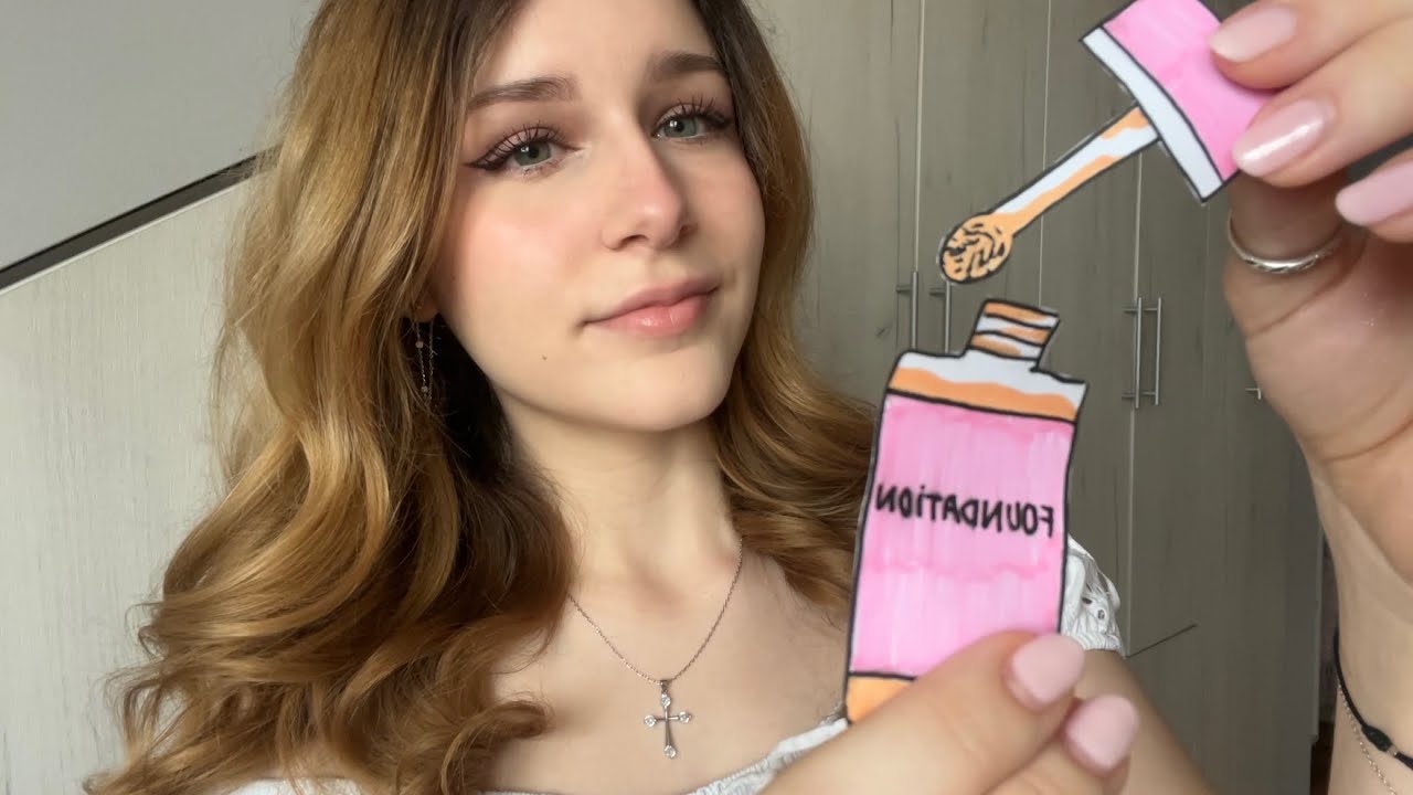 ASMR doing your Makeup with Paper cosmetics! 💄💋 Whispering and Layered ...