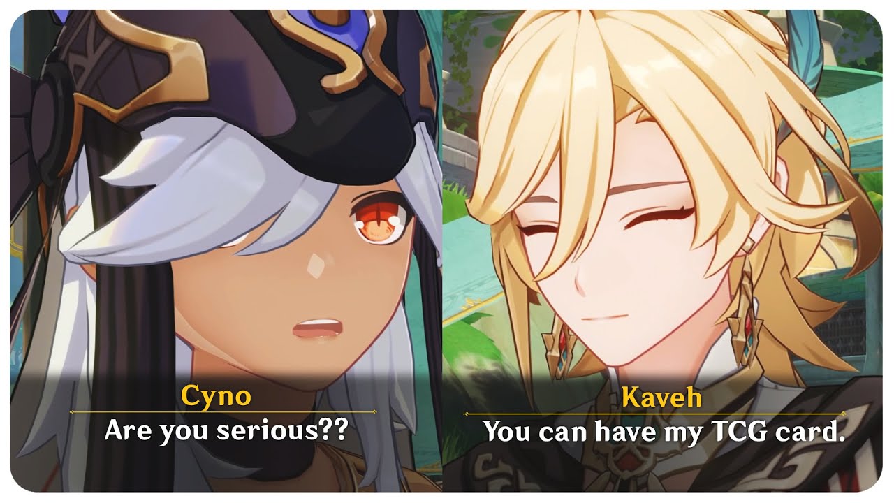 Kaveh Gives his Limited Edition TCG Card to Cyno (Cutscene) | Genshin ...