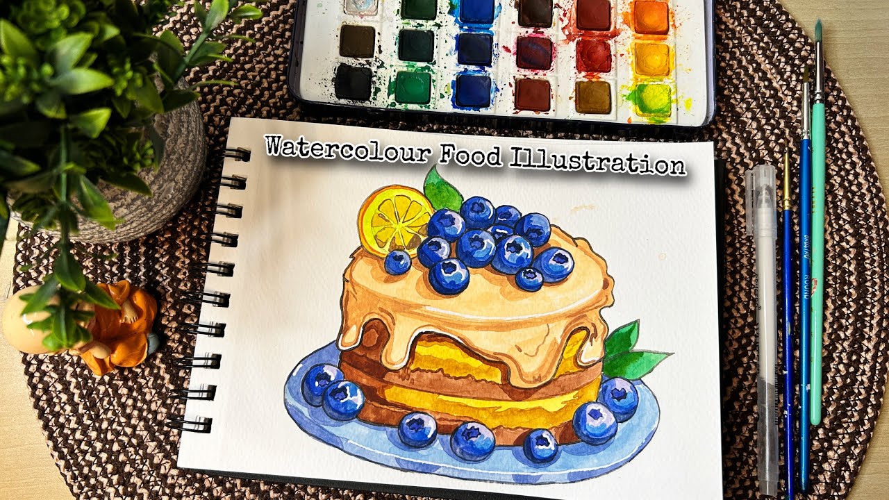 Watercolour Food Illustration 🫐 | Watercolour Painting 🖌️ - YouTube
