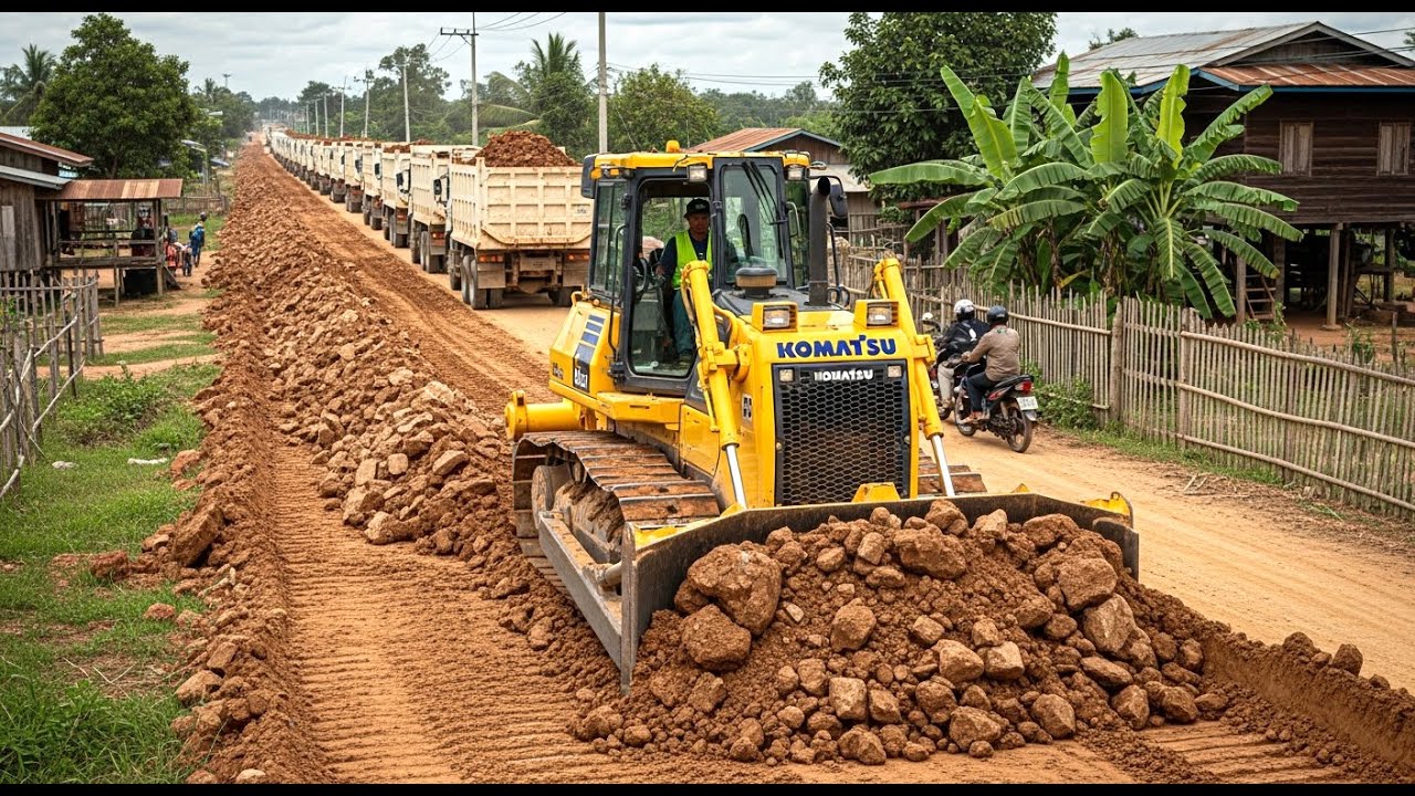 New Road Upgrade! Developing Countryside Roads Using Komatsu Dozer to ...