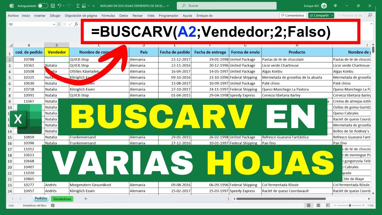 🔎BUSCARV en DOS hojas diferentes EXCEL 2016 (Explicado paso a paso ...