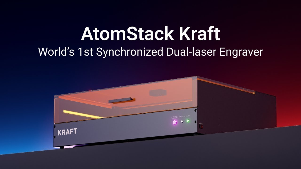 AtomStack Kraft - World’s 1st Synchronized Dual-laser Engraver - YouTube