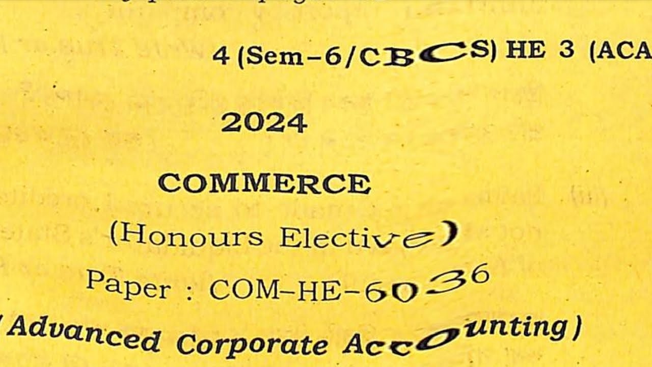 BCom 6th semester commerce honours elective paper HE 3 Guwahati ...