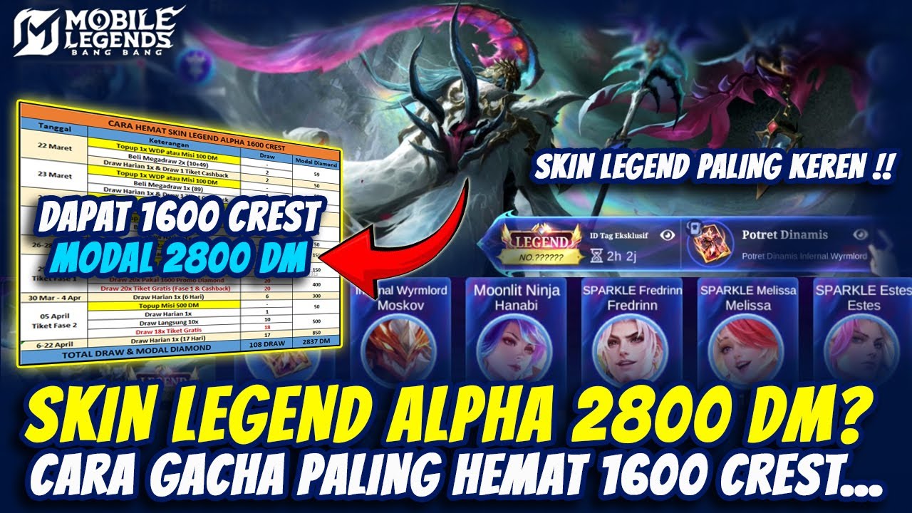 CARA PALING HEMAT SKIN LEGEND ALPHA CUMA 2800 DIAMOND DAPAT 1600 CREST ...