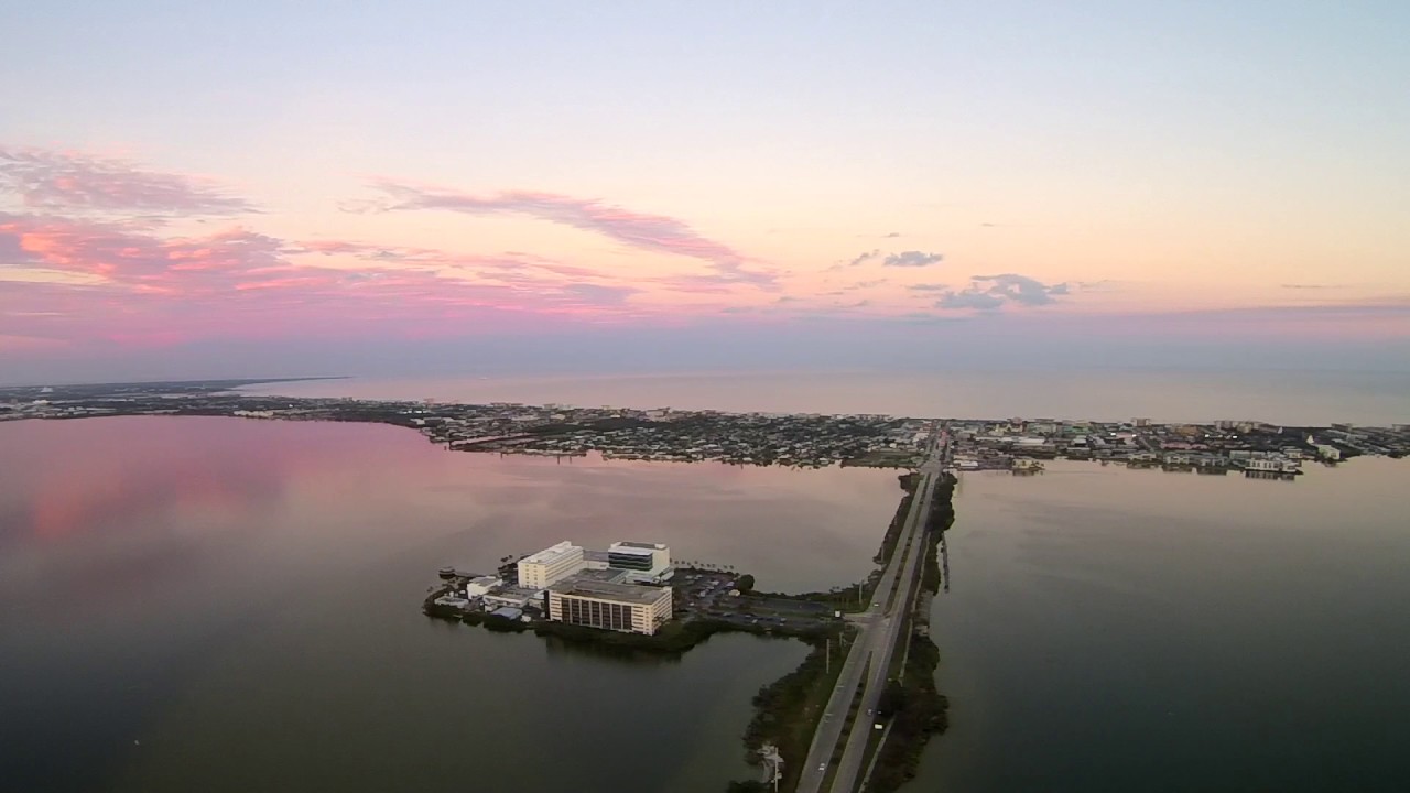 High Above The Banana River Lagoon at Dusk Cocoa Beach Video - YouTube