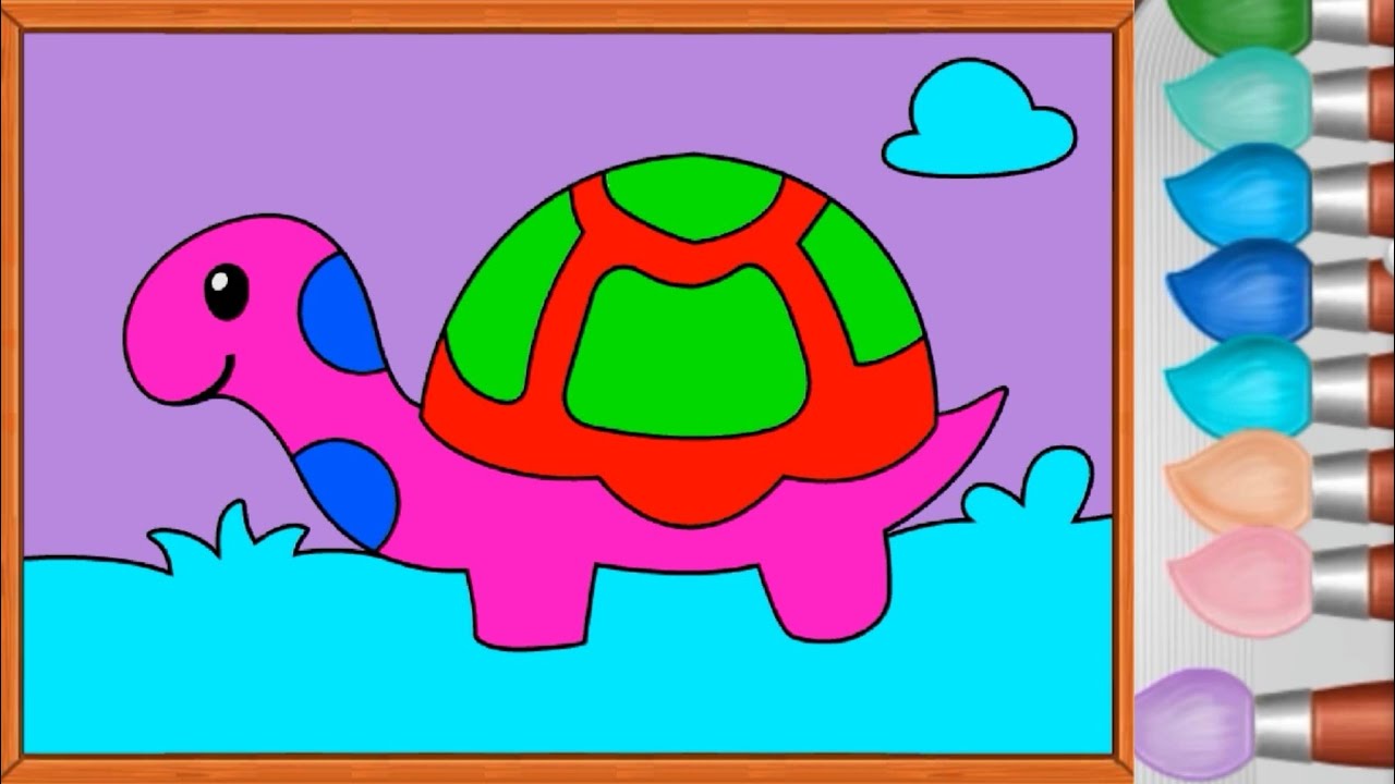 Tortoise Painting for kids /Painting in Tortoise for kids - YouTube