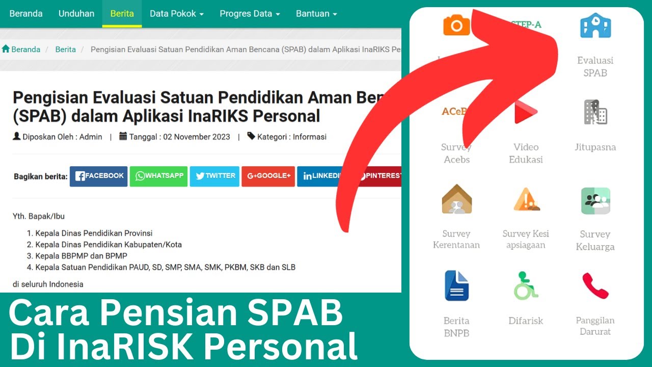 Cara Pengisian Evaluasi SPAB di Aplikasi InaRIKS Personal - YouTube