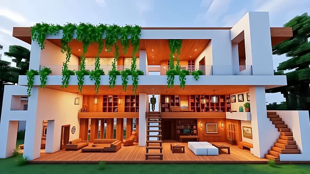 Modern Minecraft House Build Tutorial | Cozy Two-Story Design - YouTube
