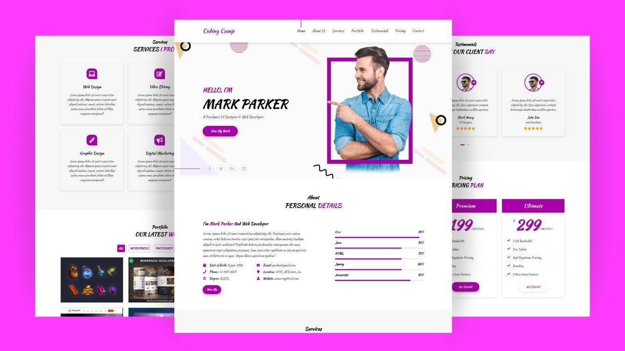 Responsive Portfolio Website Design Using HTML, CSS & JavaScript ...