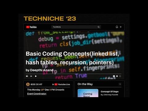Tech Niche 3.31 - Basic Coding Concepts: Linked Lists, Hash Tables, Recursion & Pointers - YouTube