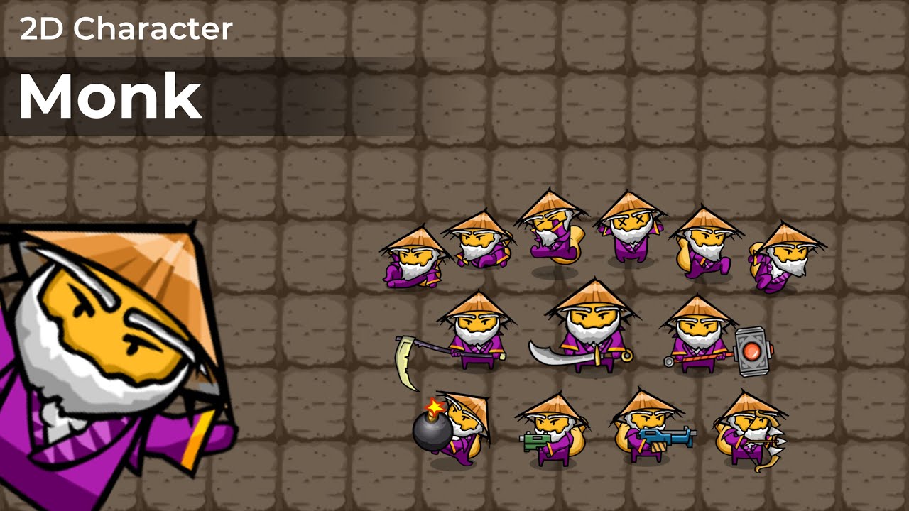 2D Character - Monk (Sprite Package Demo) - YouTube