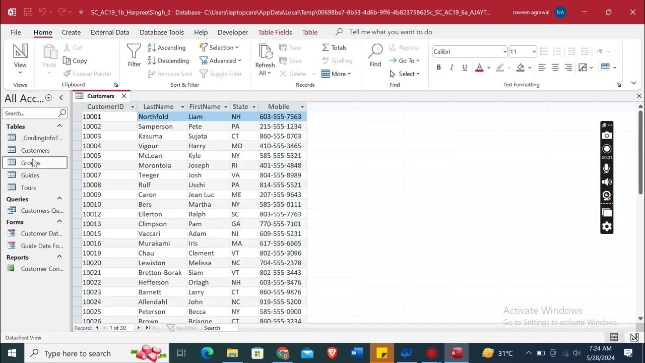 Access Module 1 Sam Project 1b | Shelly Cashman Access 2019 | City ...