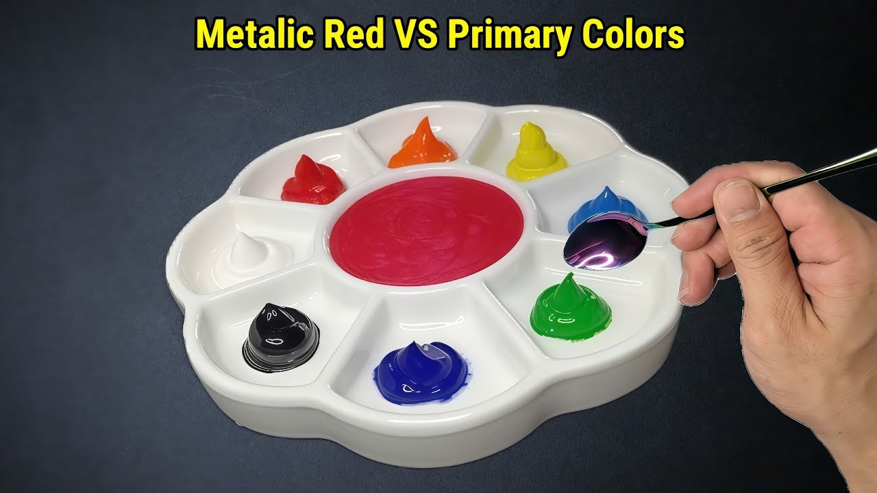 Making 8 New Colors From Primary Colors VS Metalic Red | ASMR Color ...