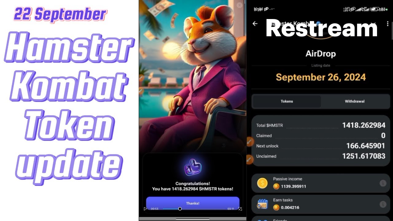 HAMSTER KOMBAT TOKEN UPDATE - 22 SEPTEMBER DAILY CIPHER - HAMSTER ...