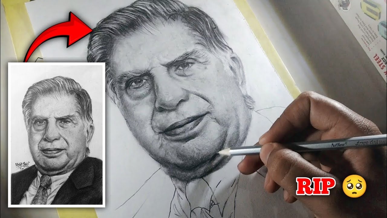 Portrait SKETCH of Sir RATAN TATA | How to Draw a Portrait of Ratan ...