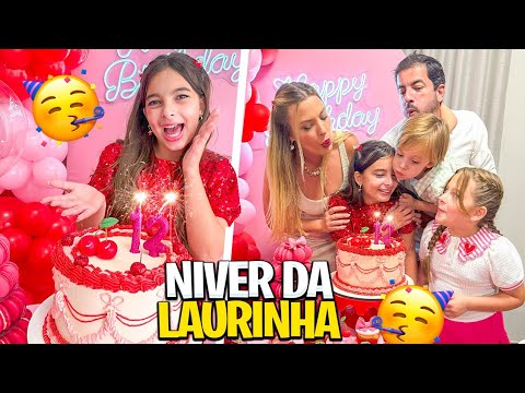 VLOG ANIVERSÁRIO DE 12 ANOS DA LAURINHA * Torta na cara 😅🧁😨