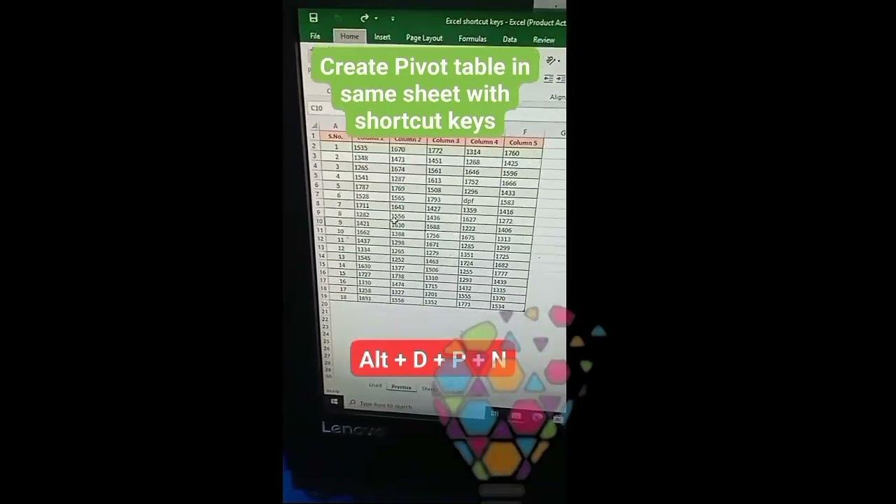 How to create Pivot table in same sheet using keys #exceltech #excel # ...