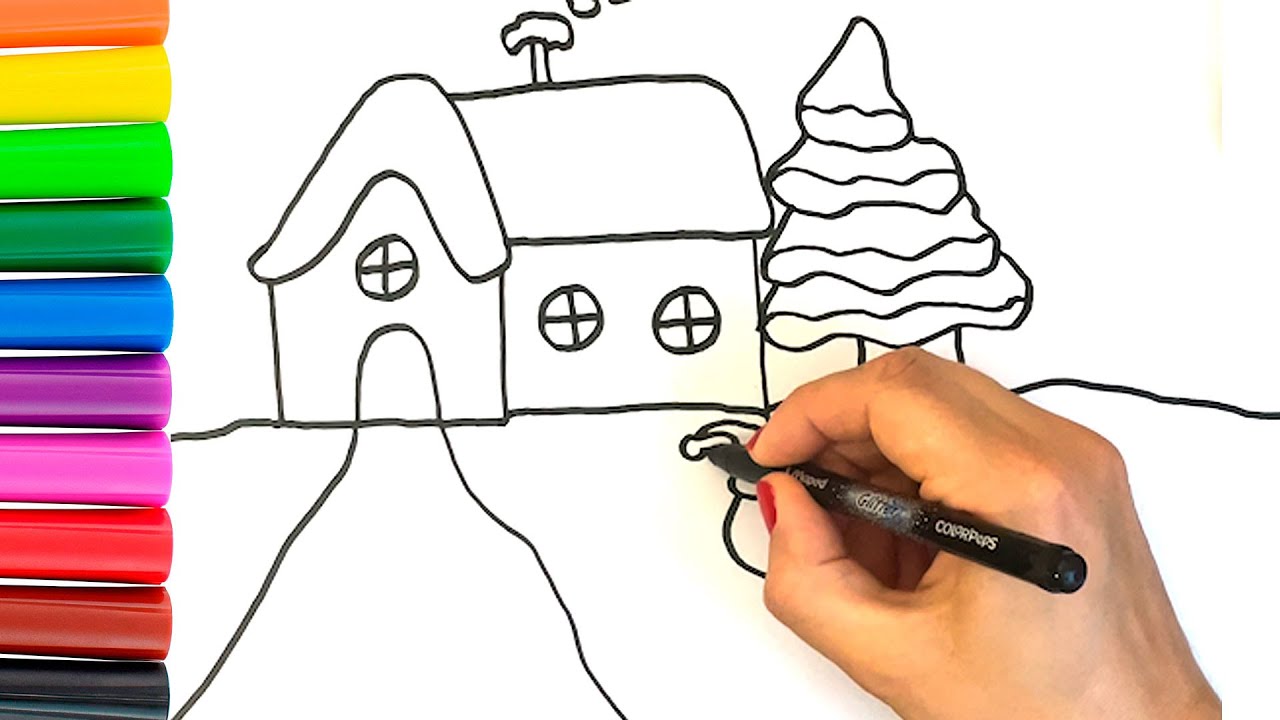 How to Draw a Christmas House | EasyDrawTV - YouTube