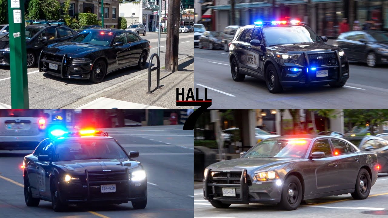 Vancouver Police Department - Police Cars Responding in Downtown - YouTube
