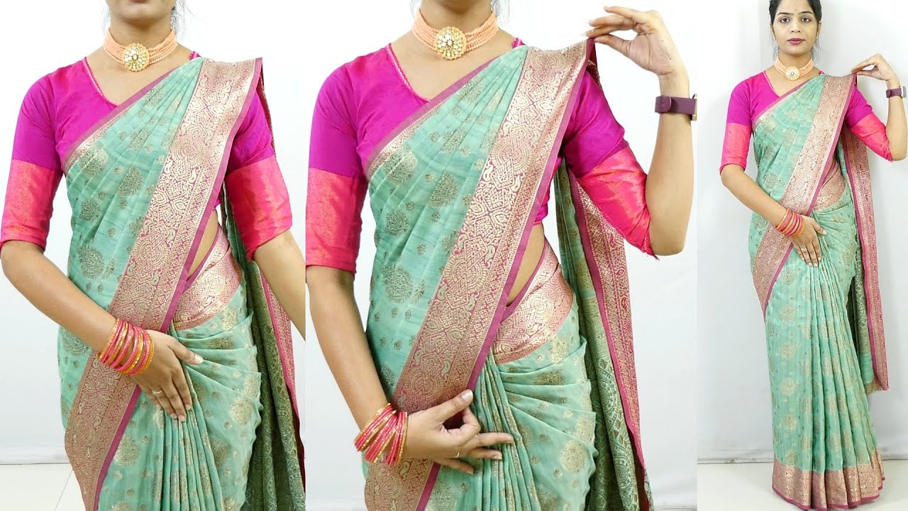Cotton silks saree draping tutorial step by step | Sari draping guide ...