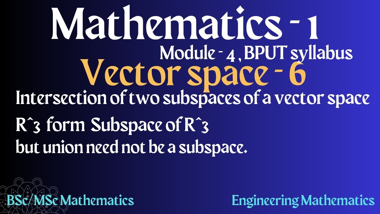 Show that intersection of two subspaces form Subspace - YouTube