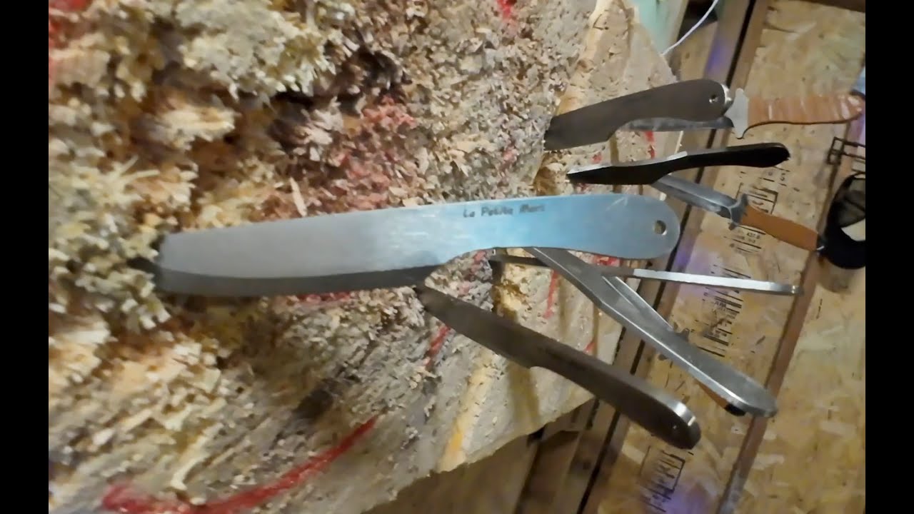 knife throwing in slo-mo: half-spin, backhand, bullet-spin bo-shuriken ...