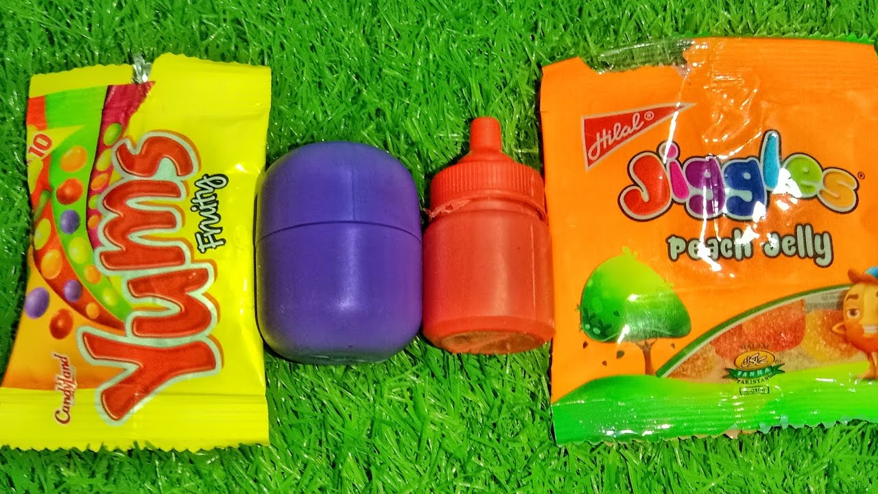 unpacking lot's of candies jiggles peach jelly yums candy satisfying ...