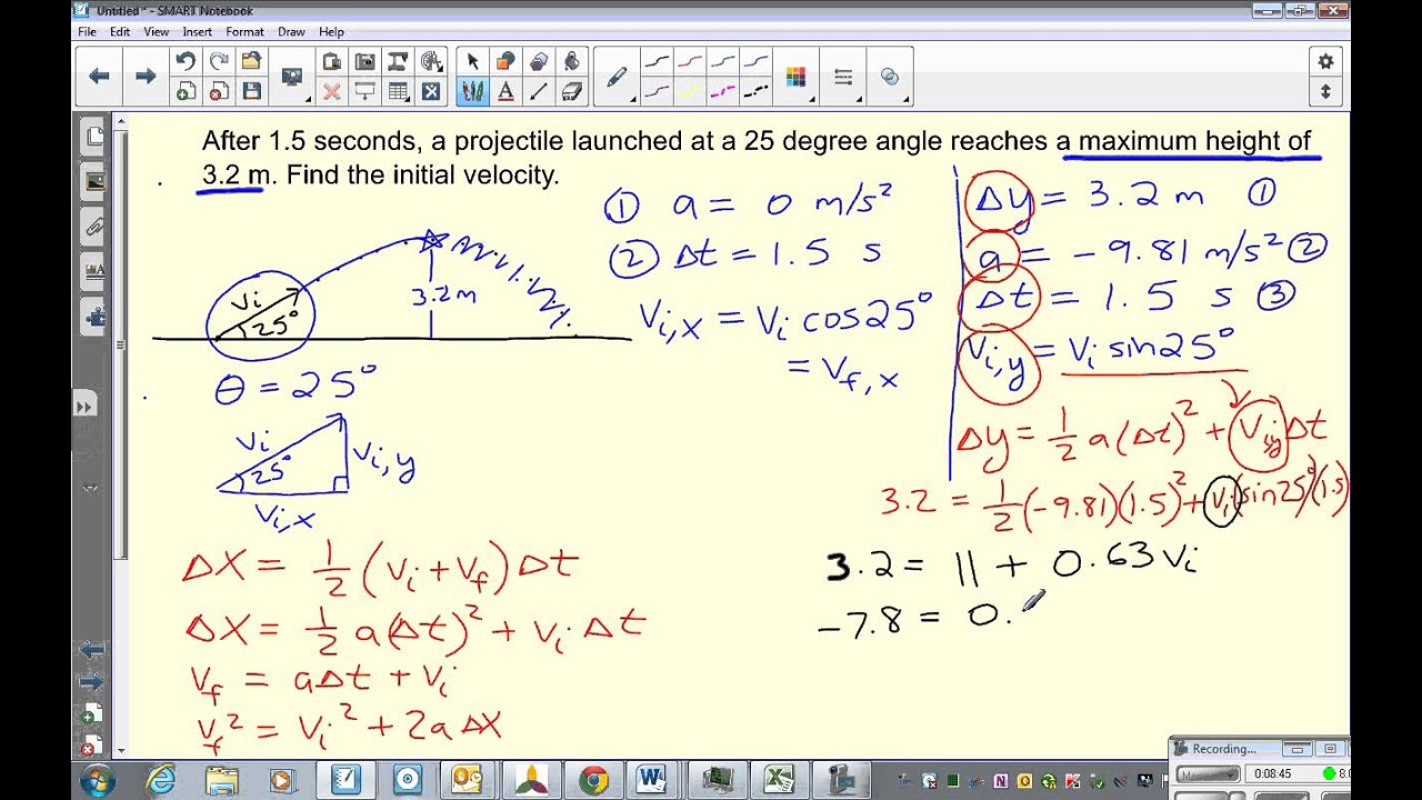 Projectile Initial Velocity Given Time And Height YouTube Projectile Initial Velocity Given Time And Height YouTube