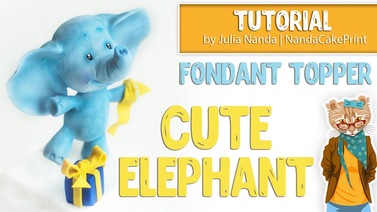 Fondant Elephant with gift cake topper tutorial - YouTube