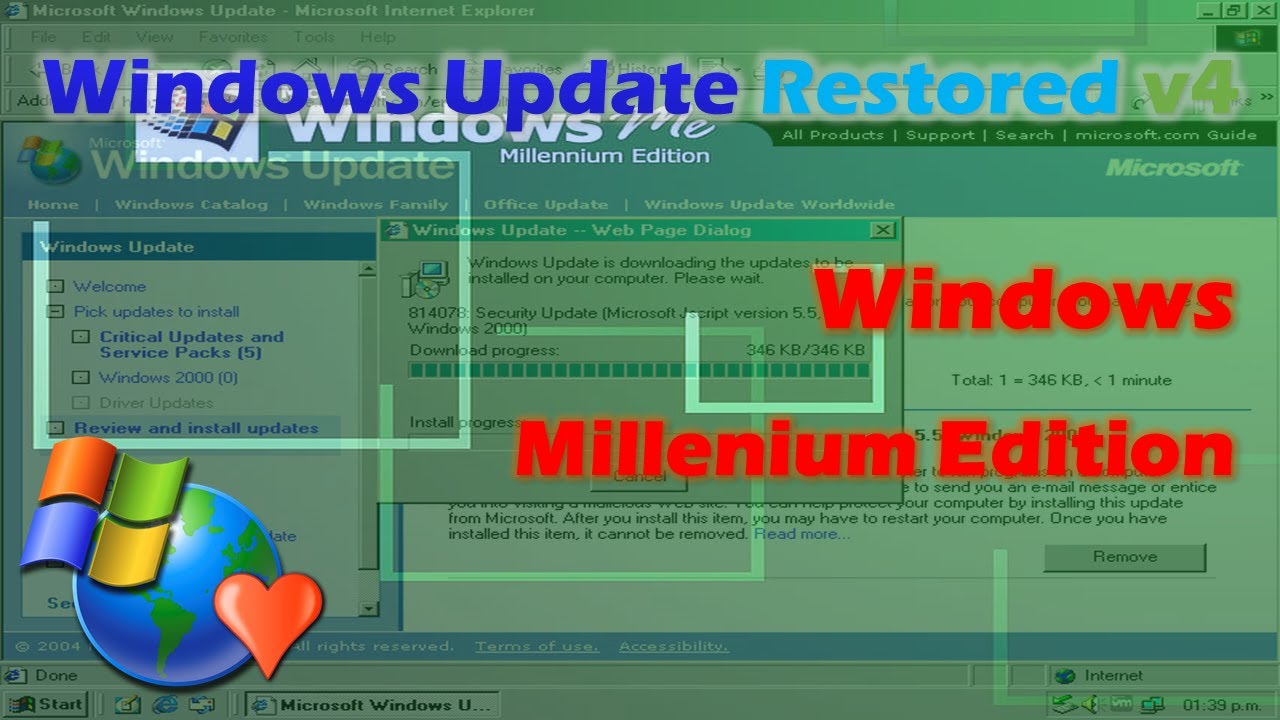 Windows Update Restored v4 on Windows Millenium Edition - YouTube