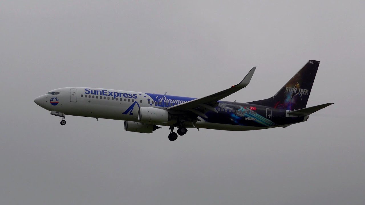 SUN EXPRESS PARAMOUNT AND STAR TREK LIVERY (4K)B 737-8 TC SPO - YouTube