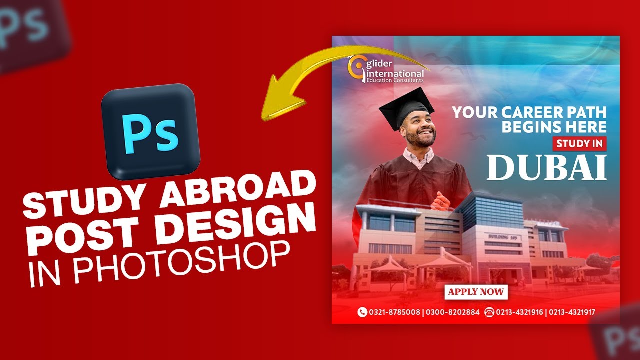 Study Abroad Poster Design in Photoshop | Creative Educational Poster ...
