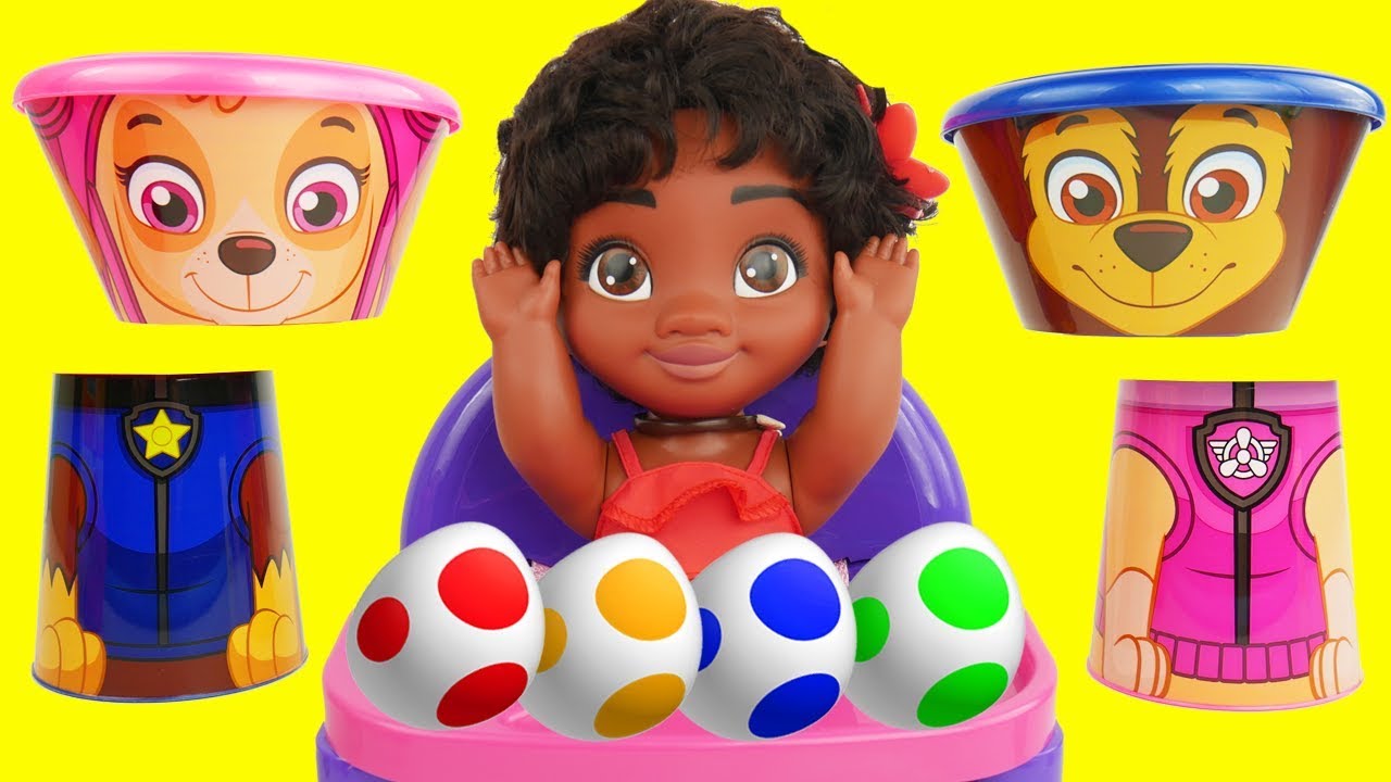Learning Colors for Kids with Paw Patrol Baby CeCe Doc McStuffins Bath ...