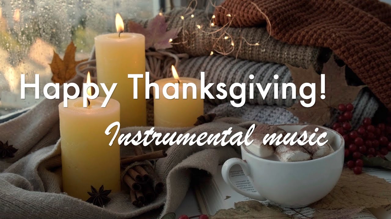 40 min. Happy Thanksgiving! background with cinematic candle burning ...