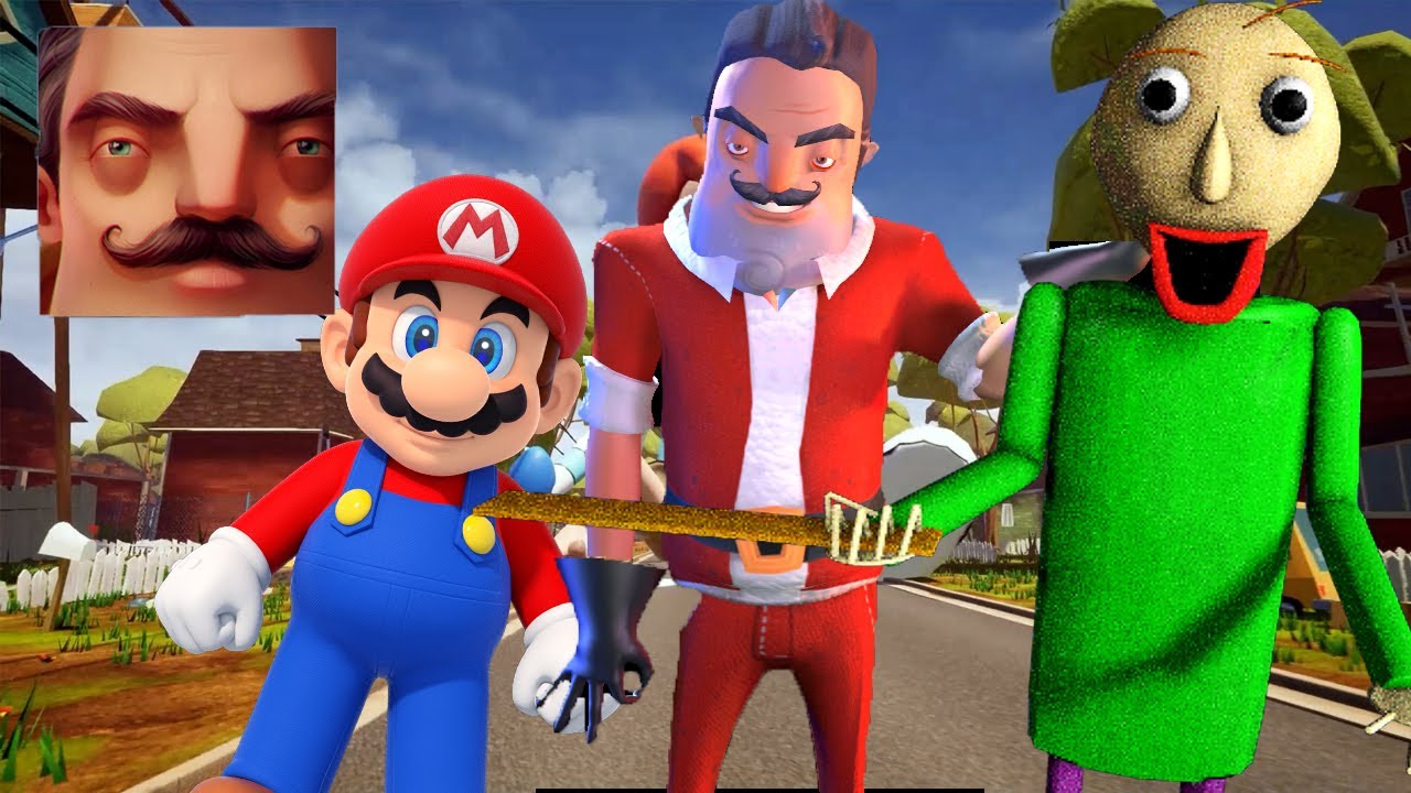 Hello Neighbor - New Neighbor Baldi Santa Mario History Gameplay ...