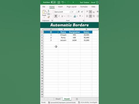 automatic Borders in Excel #shorts #excel #exceltips #exceltutorial #exceltrick #msexcel - YouTube