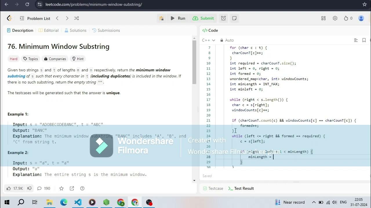 Leetcode.76.Minimum Window Substring problem for Interview #whitecoding #leetcode76 #hardproblem ...