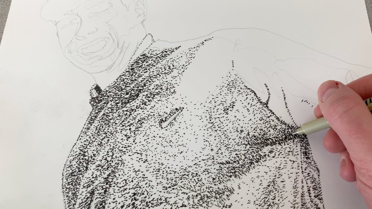 ASMR Pen & Ink Stippling | Drawing Tiger Woods | Ep. 3 – Refining the ...