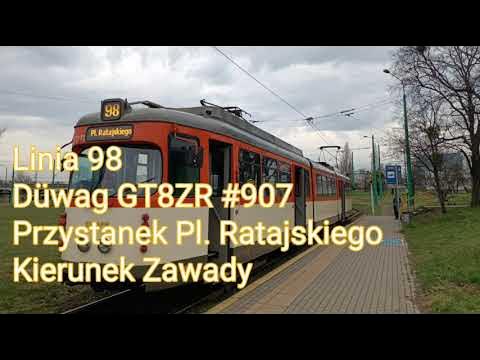 MPK Poznań - Linia 98 - Düwag GT8ZR #907 - YouTube