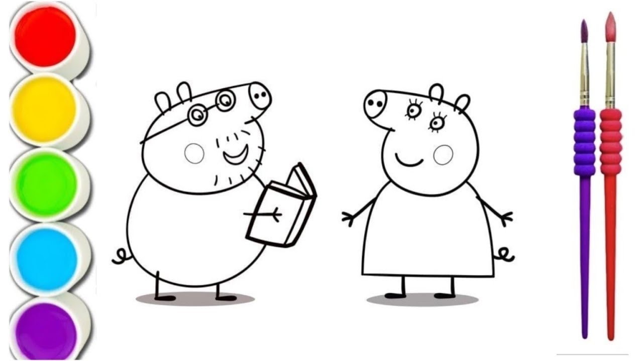 Peppa pig Read A Book 📚 Drawing Painting & Colouring For kids ...