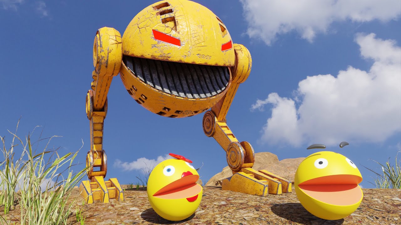 MS PACMAN & PACMAN VS TWO LEG ROBOT PACMAN 4 - YouTube