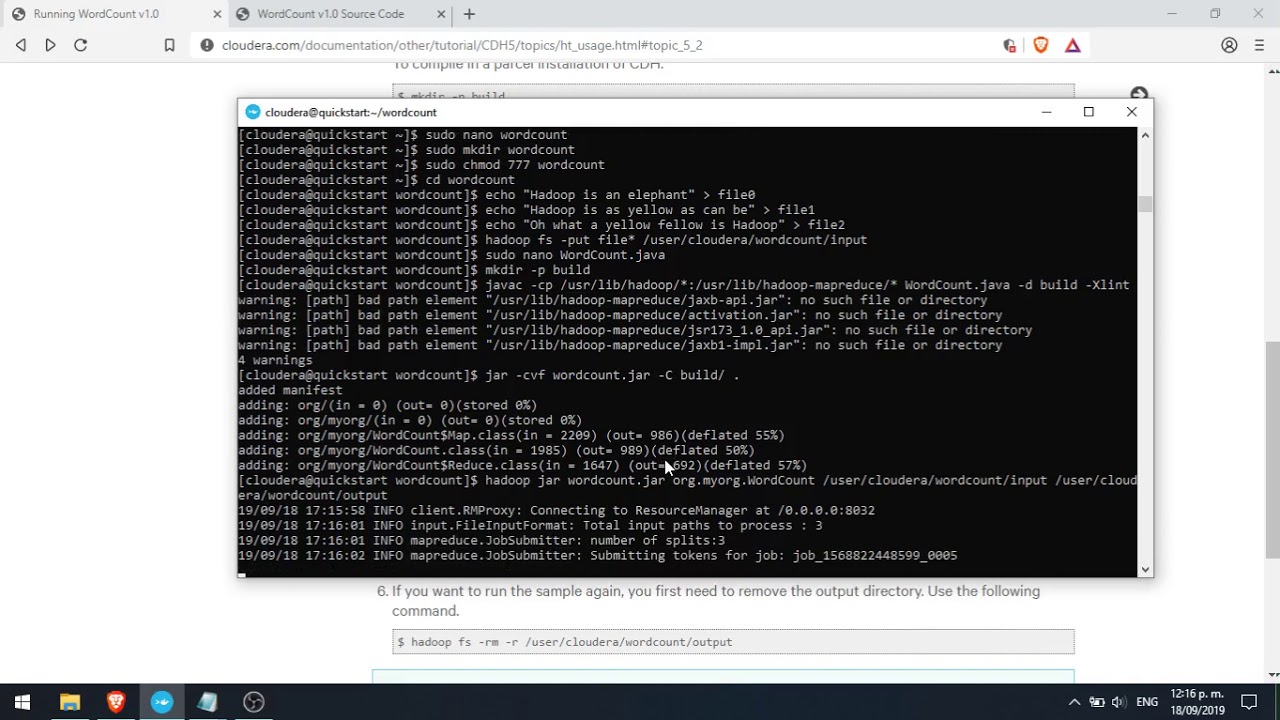 Wordcount Using Hadoop And Cloudera Wordcount Hadoop Cloudera Youtube 4622